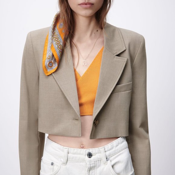 Zara Jackets And Coats Zara Blogger Fave Topstitched Crop Blazer